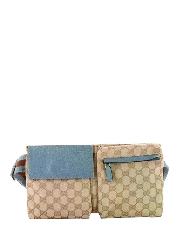 Gucci Vintage Double Gg Canvas Belt Bag - Blue