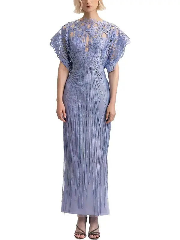 GEMY MAALOUF Structured Half-sleeves Dress - Blue