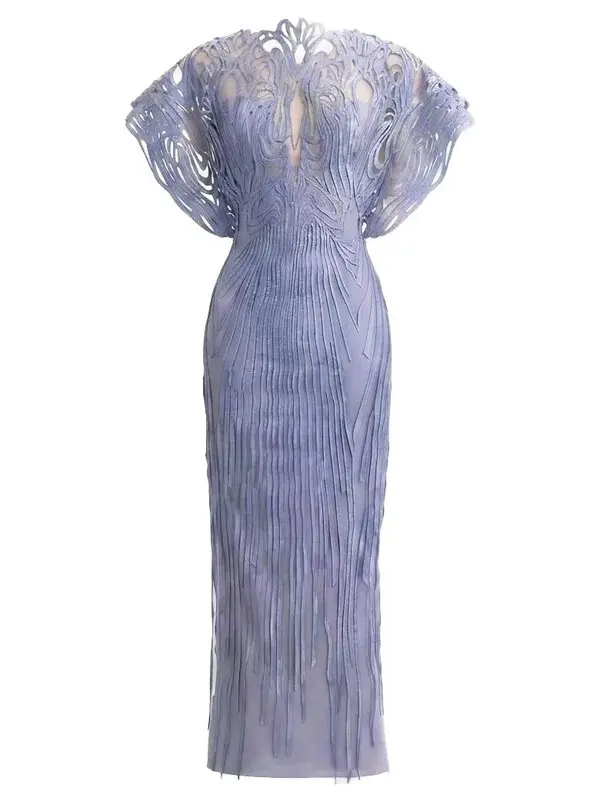 GEMY MAALOUF Structured Half-sleeves Dress - Blue