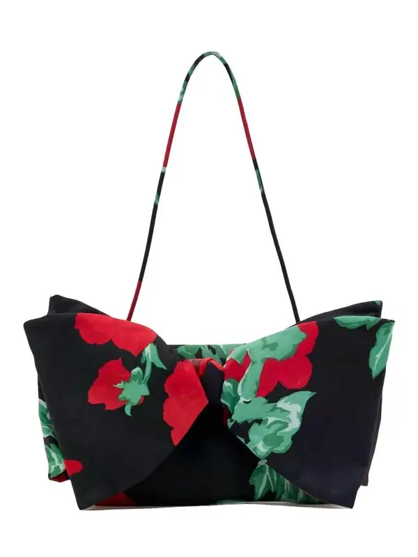 LOEFFLER RANDALL Floral-print Bow-detail Shoulder Bag - Black