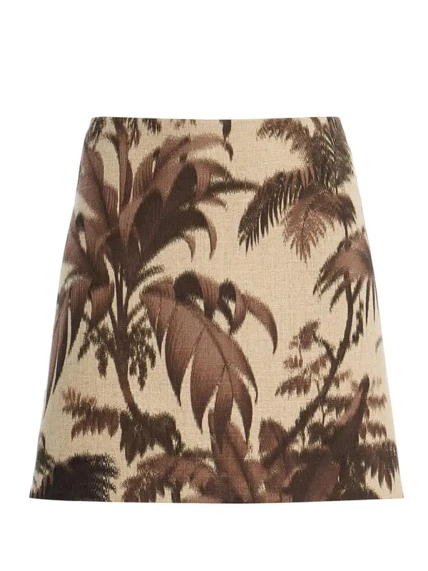 Oscar De La Renta Palm Print Mini Skirt - Brown