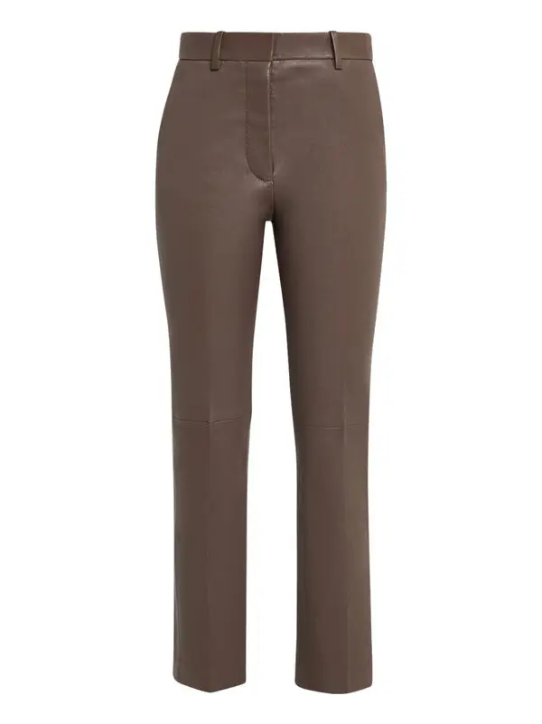 JOSEPH Coleman Cropped Leather Pants - Mushroom