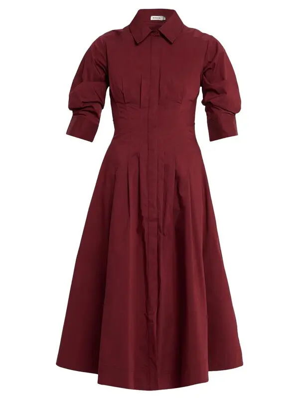 Simkhai Jazz Poplin Pintuck Midi Shirtdress - Oxblood