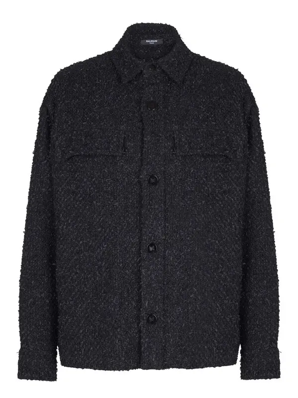 Balmain Monogram Tweed Overshirt - Black