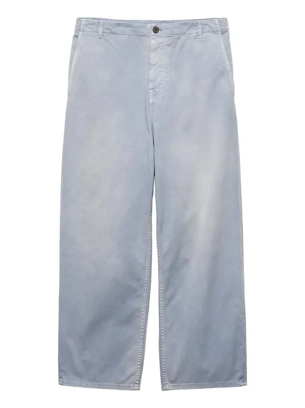 Prada Washed Gabardine Classic Fit Pants - Blue