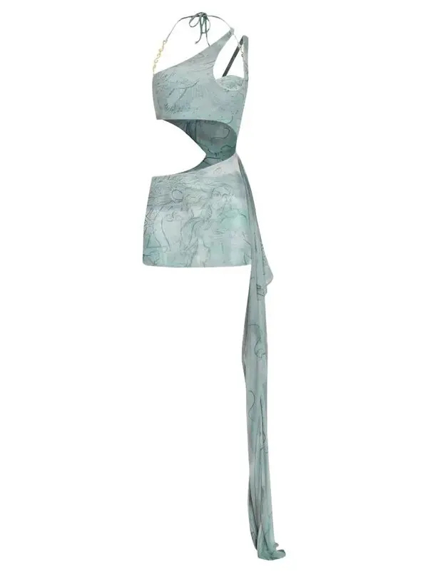 AMIR SLAMA Cut-out Asymmetric Mini Dress - Blue