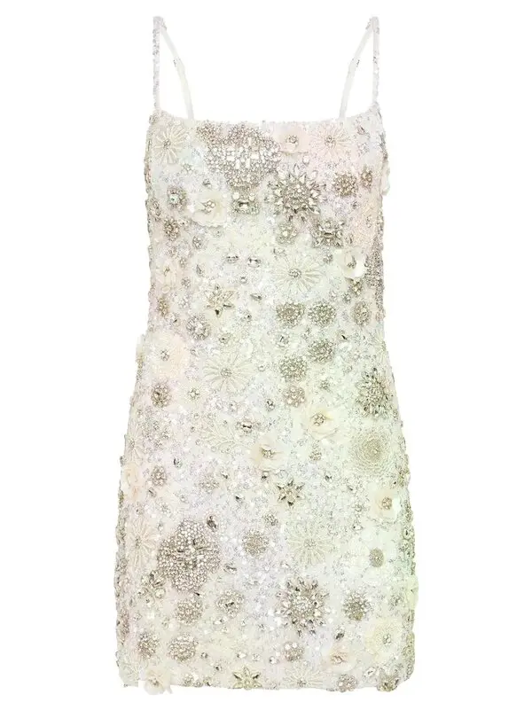 Rachel Gilbert Francesca Beaded Floral Minidress - Neutrals