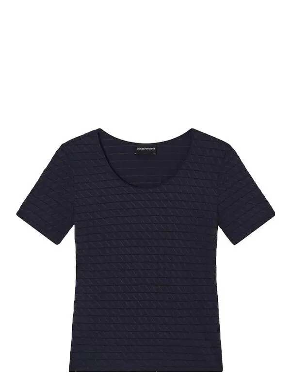 Emporio Armani Jacquard Knit Stretch Top - Blue / Navy