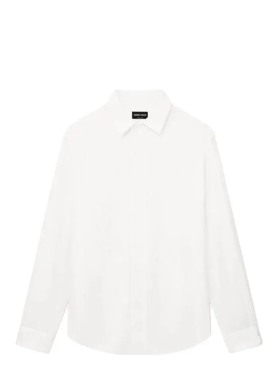 Giorgio Armani Hammered Silk Satin Shirt - White