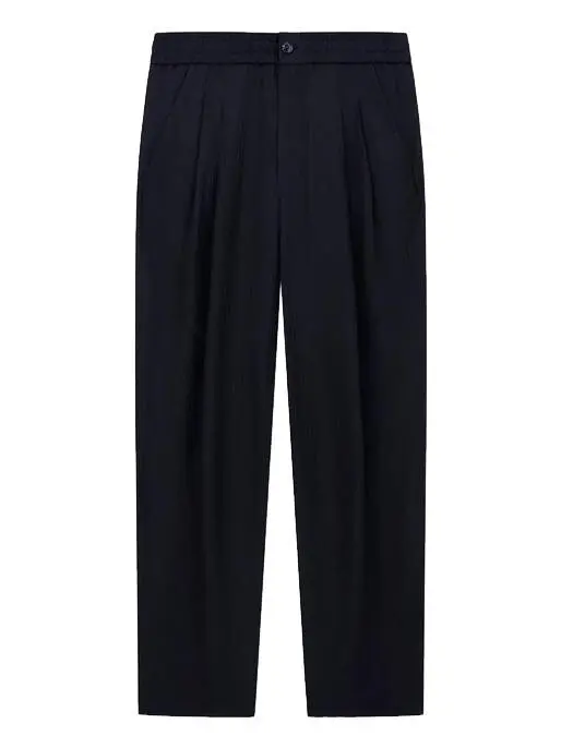 Giorgio Armani Chevron Viscose Twill Two-pleat Trousers - Black