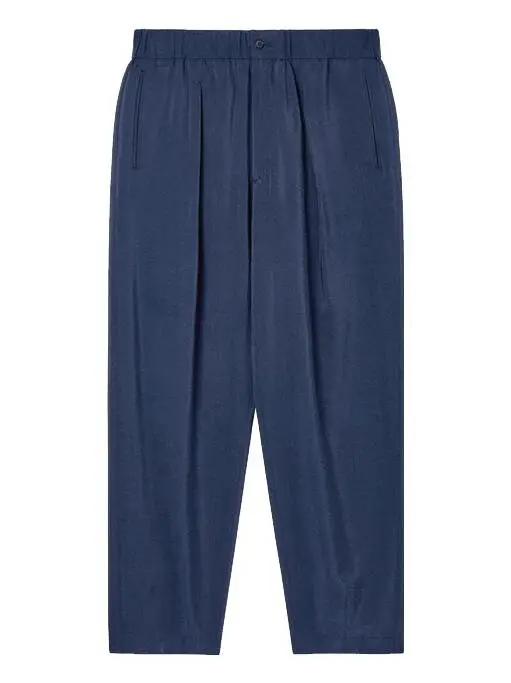 Giorgio Armani Washed Silk-blend Trousers - Navy