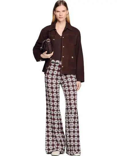 Sandro Print Flared Trousers - Floral