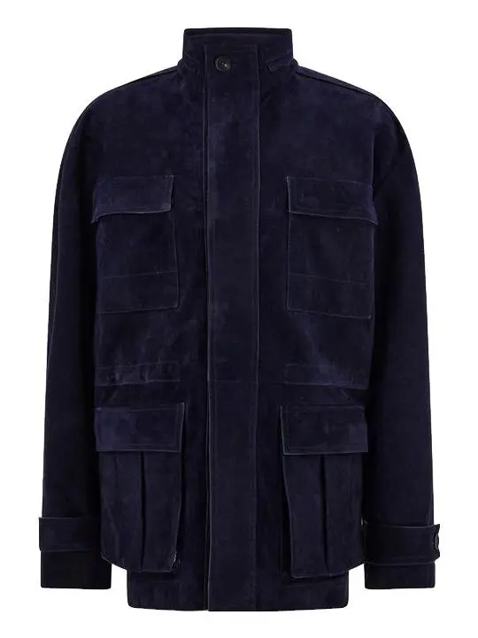FERRAGAMO Suede Blouson - Navy