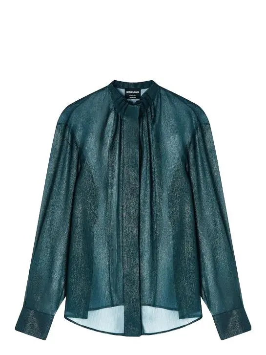 Giorgio Armani Silk Creponne Shirt - Green
