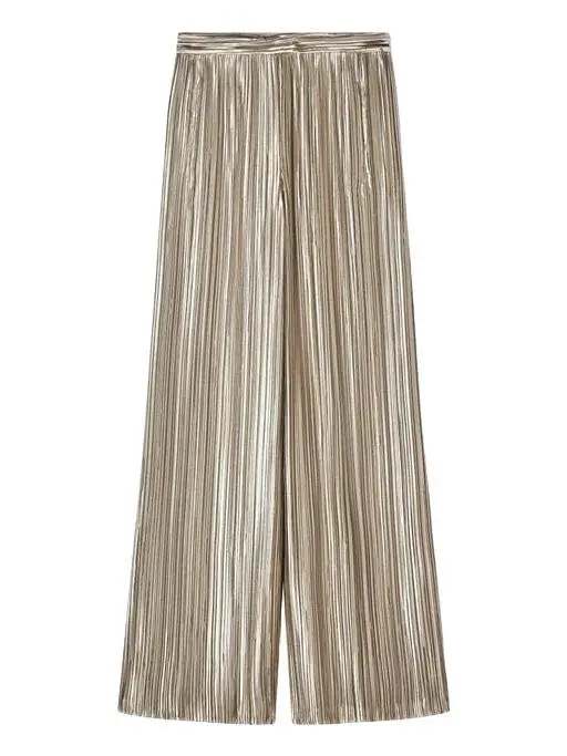 Giorgio Armani Pleated Satin Trousers - Brown / Neutral