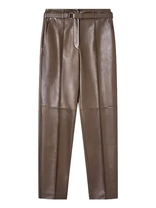 Giorgio Armani Nappa Lambskin Straight-leg Trousers - Brown