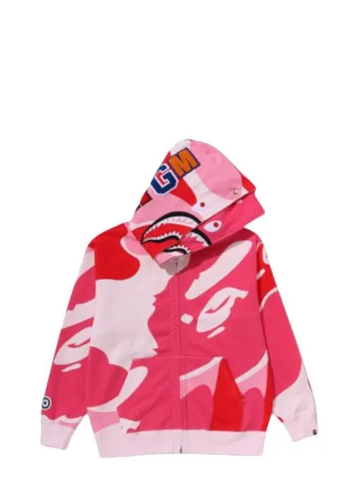 BAPE Mega Abc Camo Double Shark Relaxed Fit Full Zip Hoodie - Pink