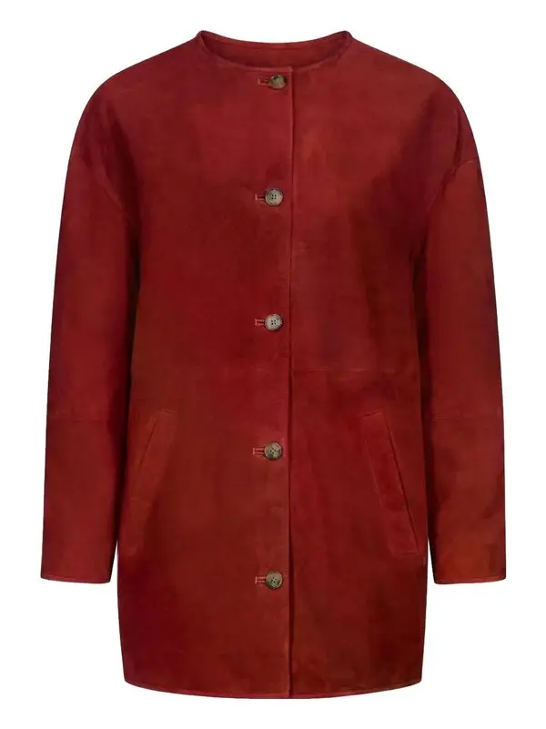 Loulou De Saison Single-breasted Suede Coat - Red