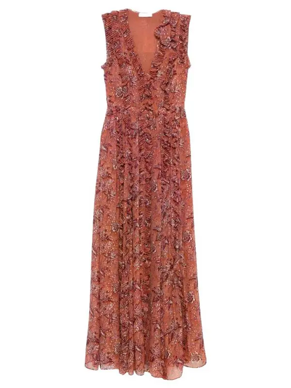 Ulla Johnson Aida Ruffled Floral Gown - Brown