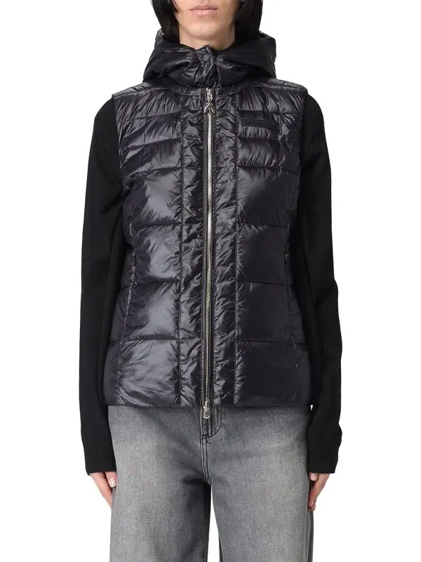 Patrizia Pepe Quilted Hooded Vest - Black