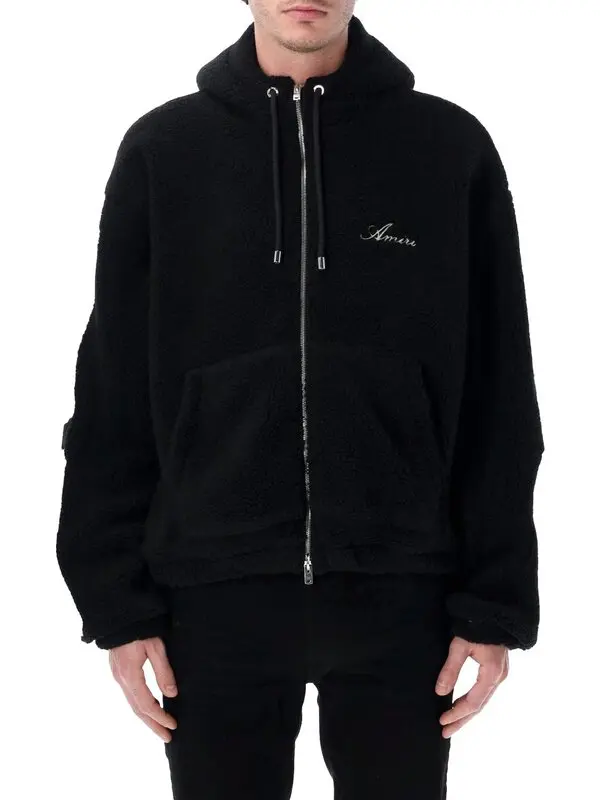 Amiri Fleece Zip-up Hoodie - Black