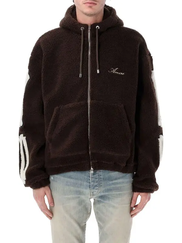 Amiri Fleece Zip-up Hoodie - Brown