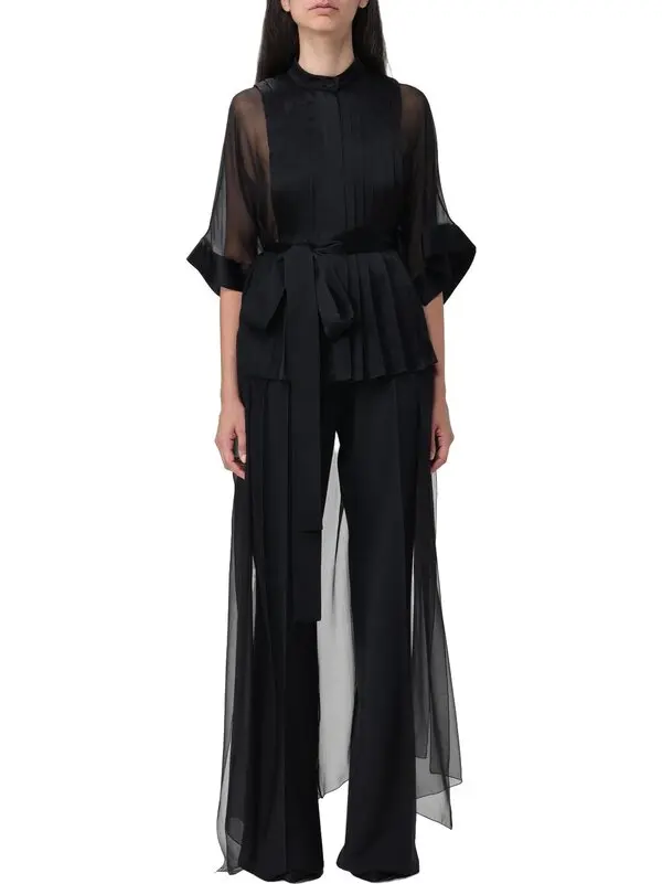 Alberta Ferretti Draped Shirt With Tie Detail - Black