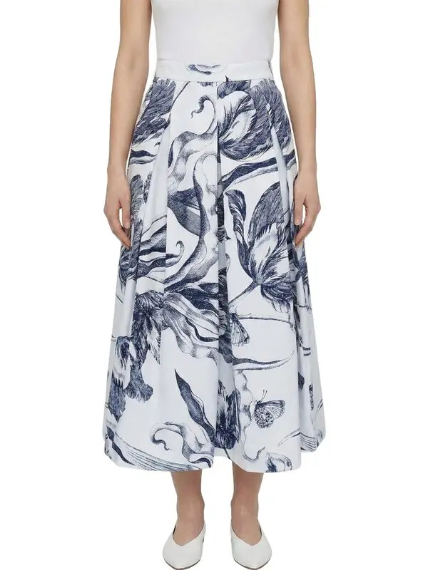 Erdem Floral Print Midi Skirt - White 1