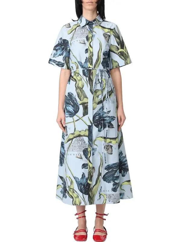 Erdem Floral Print Shirt Dress - Blue