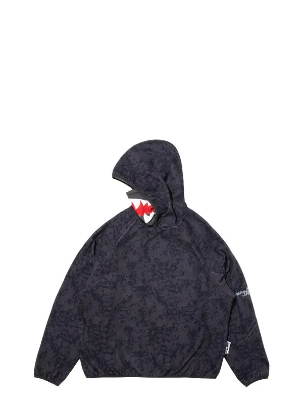 A BATHING APE X Kazuki Pixelate Camo Shark Relaxed Fit Pullover Hoodie - Black