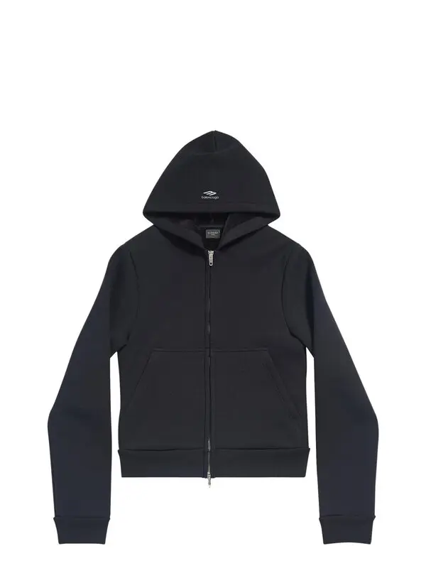 Balenciaga Cropped Zip-up Hoodie - Black