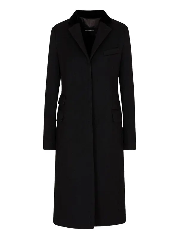 Emporio Armani Wool Single-breasted Coat - Black