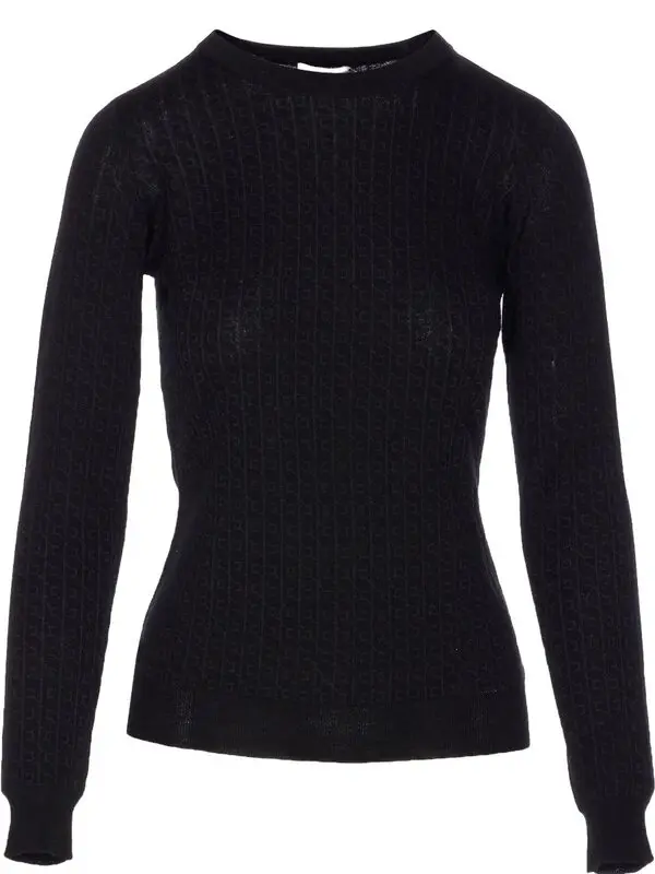 Elisabetta Franchi Wool Blend Crewneck Sweater - Black