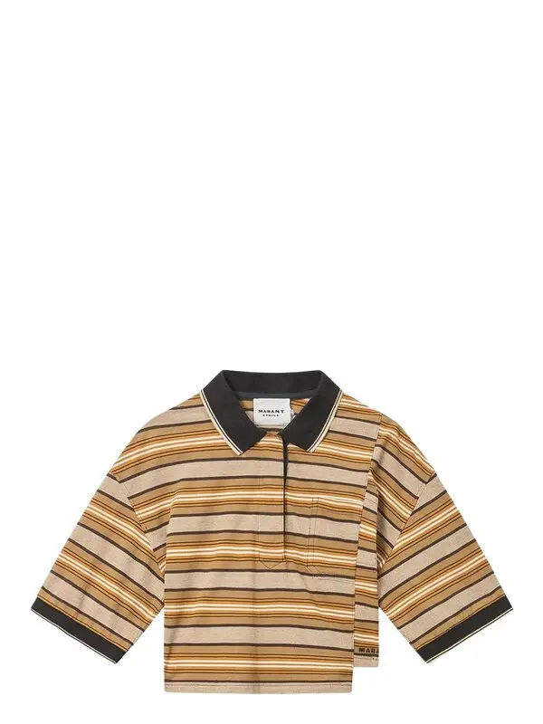 MARANT ETOILE Isalyne Striped Cotton Polo Shirt - Beige