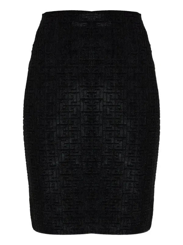 Balmain Monogram Midi Skirt - Black