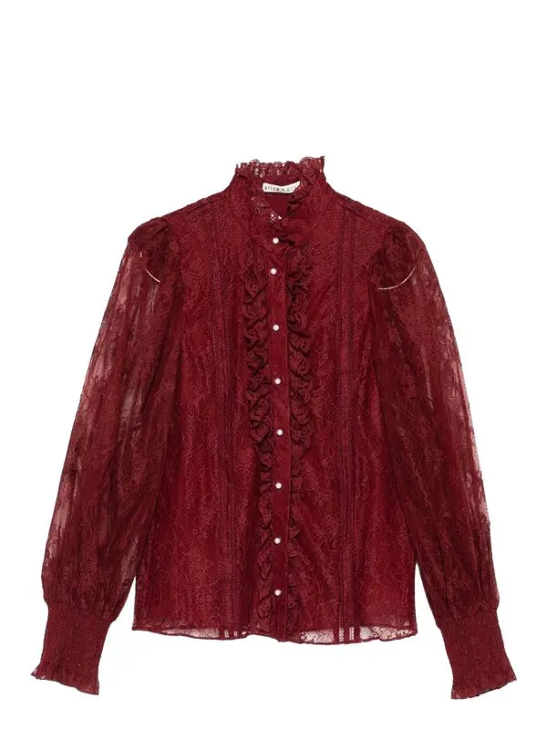 Alice + Olivia Eugenia Embroidered Blouse - Red
