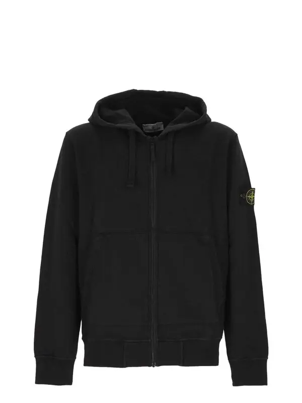 Stone Island Cotton Logo Hoodie - Black