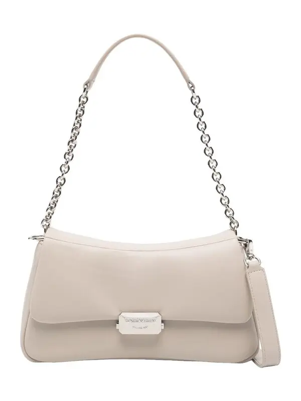 Emporio Armani Medium Leather Shoulder Bag - Beige