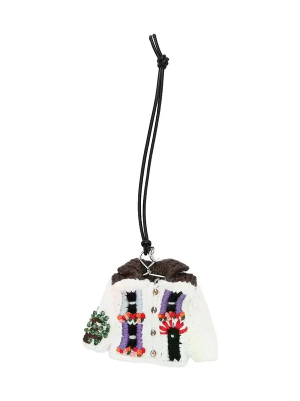 JW Anderson Knitted House Charm Keyring - Neutrals
