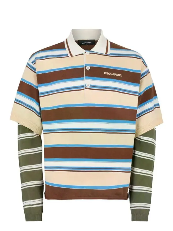 Dsquared2 Striped Long-sleeves Polo Shirt - Neutrals