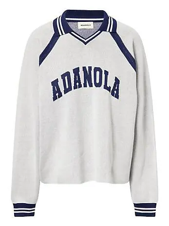 ADANOLA Varsity Long-sleeve Cotton-knit Top - Marshmallow White