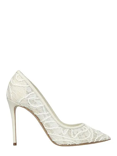 Casadei Julia 100 Lace Heels - Winter Wht