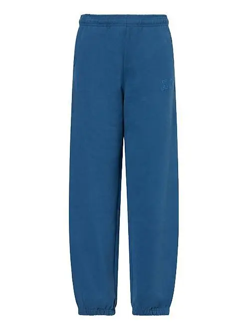 ADANOLA Brand-embroidered Cotton-jersey Jogging Bottoms - Teal Blue