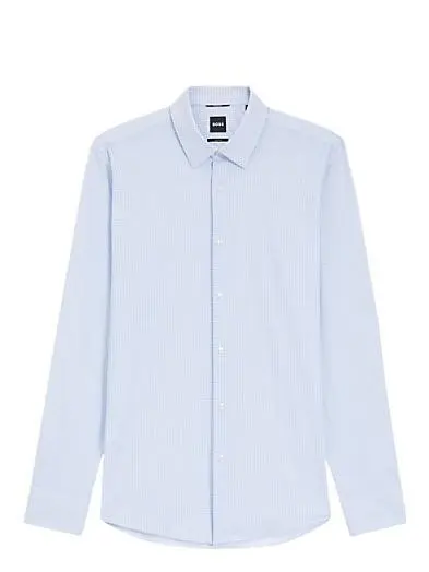 BOSS Striped Slim-fit Stretch-woven Shirt - Light/pastel Blue