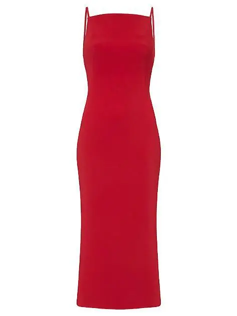 Givenchy Square-neck Satin-crepe Midi Dress - Dark Red