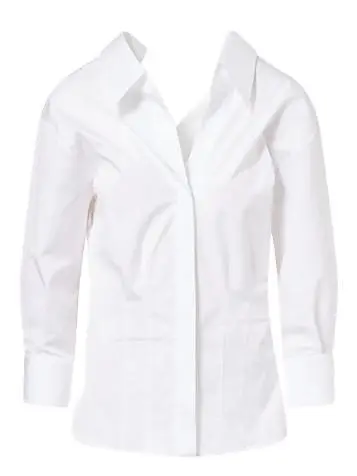 Givenchy Slashed Open-collar Cotton Shirt - White