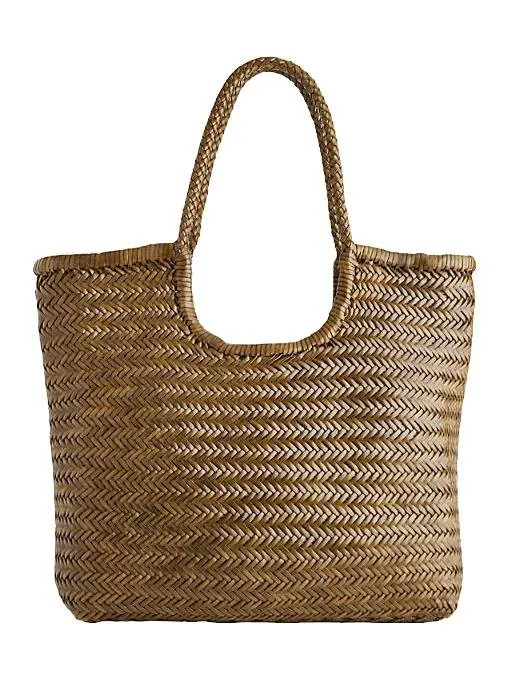Dragon Diffusion Ns Diagonal Triple Jump Leather Tote - Khaki