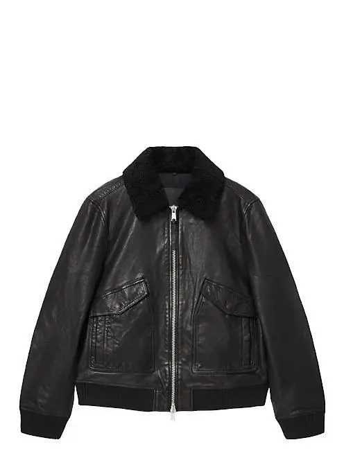 ALLSAINTS Vaucluse Shearling-collar Leather Jacket - Black