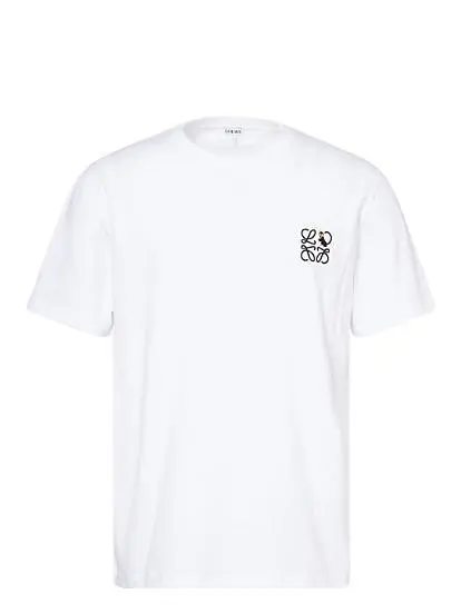 Loewe Logo-embroidered Short-sleeve Cotton T-shirt - White