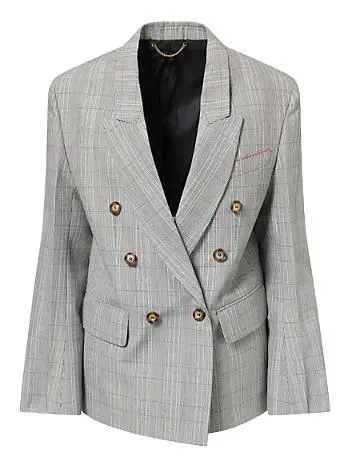Victoria Beckham Tailored Double-breasted Wool Jacket - Blue Grey Multi